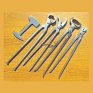 Equinez Tools Farrier Horse Hoof Kit Nippers Nail Puller Clincher Buffer and Puller Trimming Shoeing