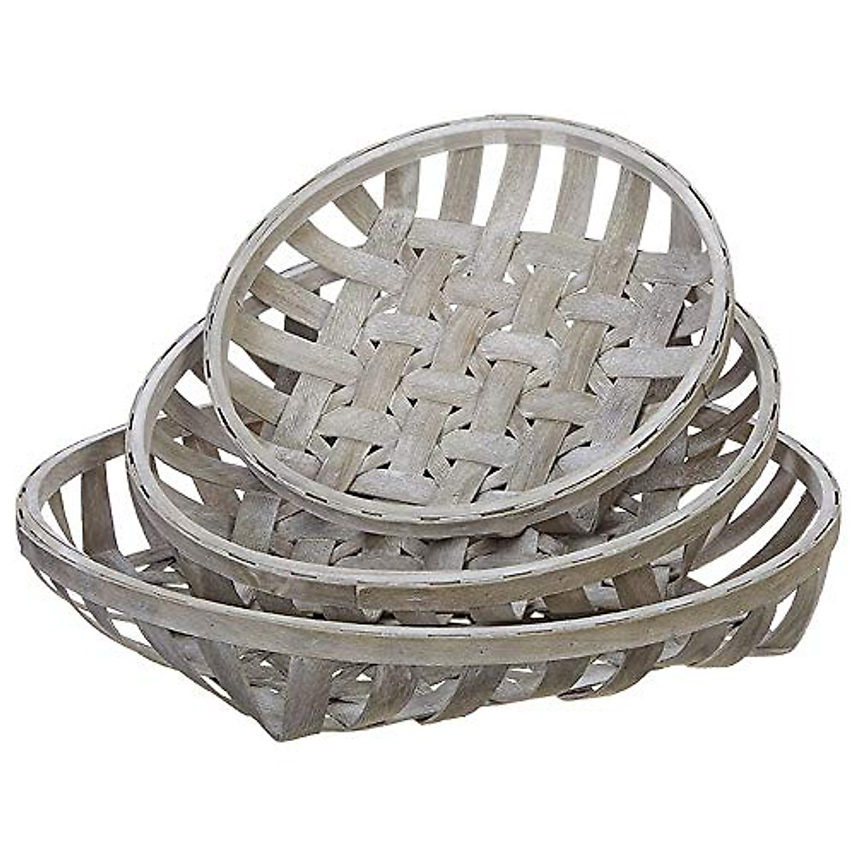 RAZ Imports Veranda 23.5" White Washed Tobacco Basket, Set of 3