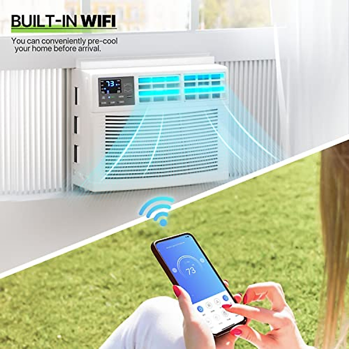 Magshion Window Air Conditioner 12000 BTU, Wi-Fi Enabled or Remote Control, Cooling for Large Rooms up to 450 Sq. Ft., 12K BTU Window AC Unit with Easy Install Kit