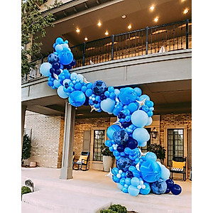 Bezente Blue Balloons Set,60pcs 12 inch Metallic Blue Pearl Blue Navy Blue Pastel Blue Latex Balloons Kit for Birthday,Baby Shower,Wedding,Graduation Party Decorations