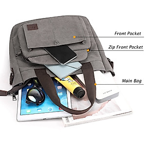 Blostirno Women's Canvas Tote Purse Shoulder Crossbody Bag Handbag Multi-pocket Large Capacity Top Handle Work Bags(Brown)