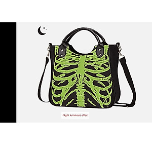 Goth Purse Grunge Skeleton Messenger Bag Y2K Backpack Gothic Punk Shoulder Satchels Alt School Handbag (Black)