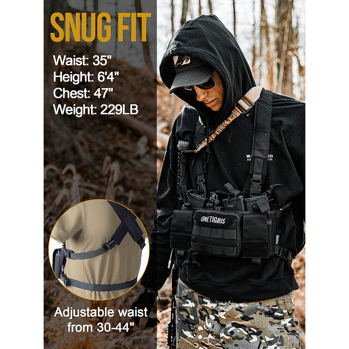 OneTigris VULTURE Chest Rig, MOLLE Chest Rigs Tactical for Outdoor, Green