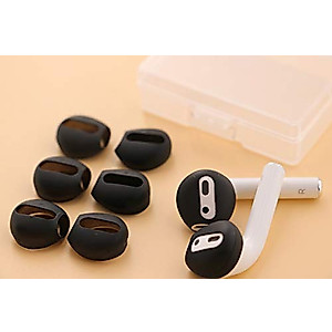 IiEXCEL (Fit in Case) 4 Pairs Replacement Super Thin Slim Silicone Earbuds Ear Tips and Covers Skin Accessories for Apple AirPods or EarPods Headphones (Fit in Charging Case) (Black)