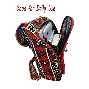 Aysesa Turkish Rug Backpack Multi Pocket Handmade Stylish Designer Daypack Ethnic Handwoven Carpet Bag for Travellers Boho Hippie Bag (Red, Rug)