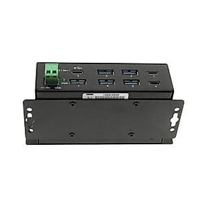Coolgear USB-C 7 Port Hub 3X Type-C 5X Type-A - DIN Rail - Power Adapter