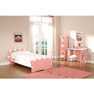 Legaré Furniture Children's Princess Standard Bed Frame for Kids, Pink and White, Twin Size