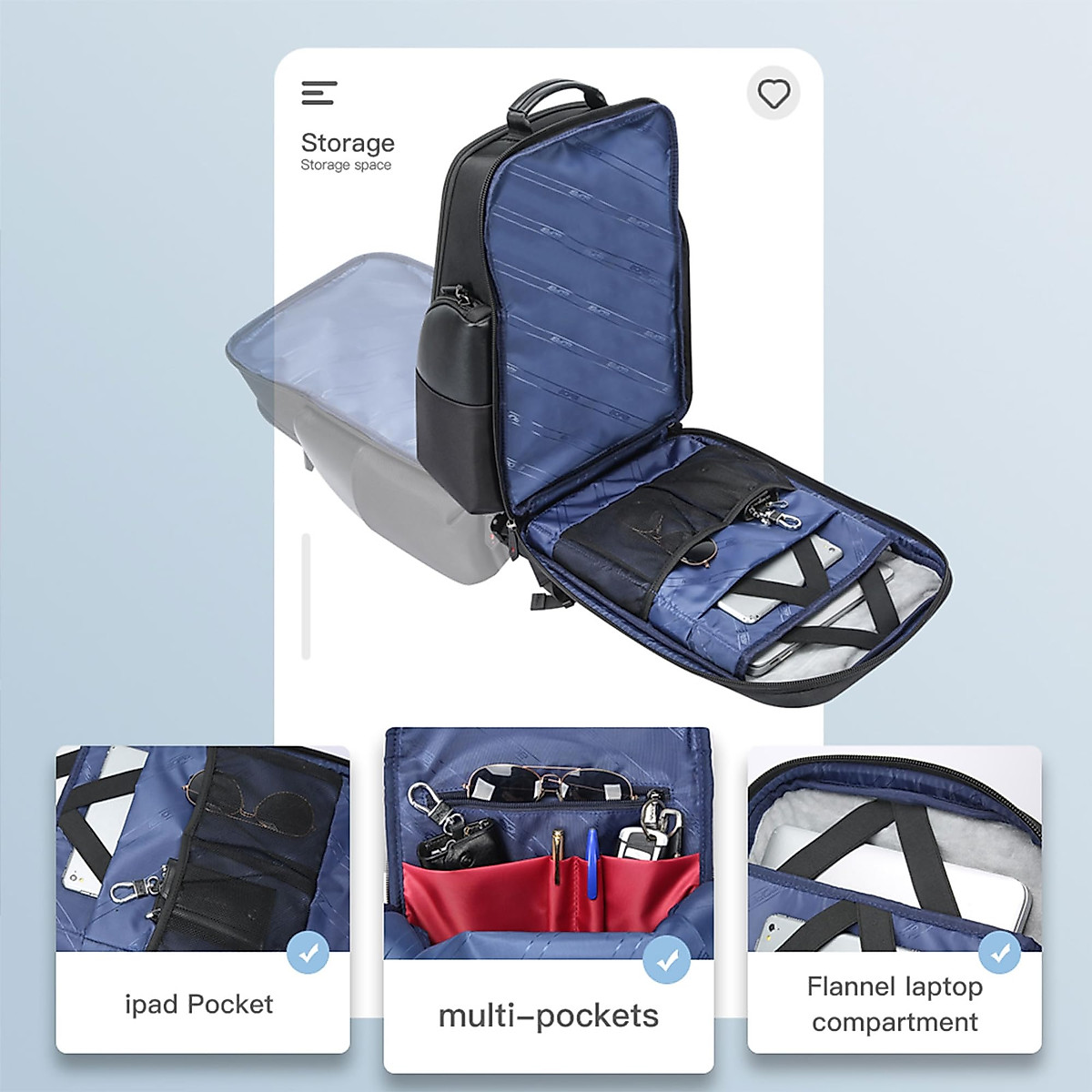 BOPai 30L Travel Backpack for Men Business Laptop Backpack 15.6 inch Computer bagpack with USB Charging Water-Resistant Rucksack Black