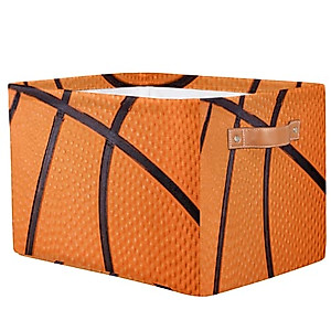 AUUXVA Basketball Texture Storage Bins Baskets Fabric Laundry Baskets, Sport Basketball Storage Cube Boxes Organizer Bag Bin for Toy Organizing Book Storage Shelves Nursery Closet