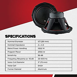 AudioPipe TXX-BDC2-12 12 Inch 1500 Watt High Performance Powerful 4 Ohm DVC Vehicle Car Audio Subwoofer Speaker System, Black