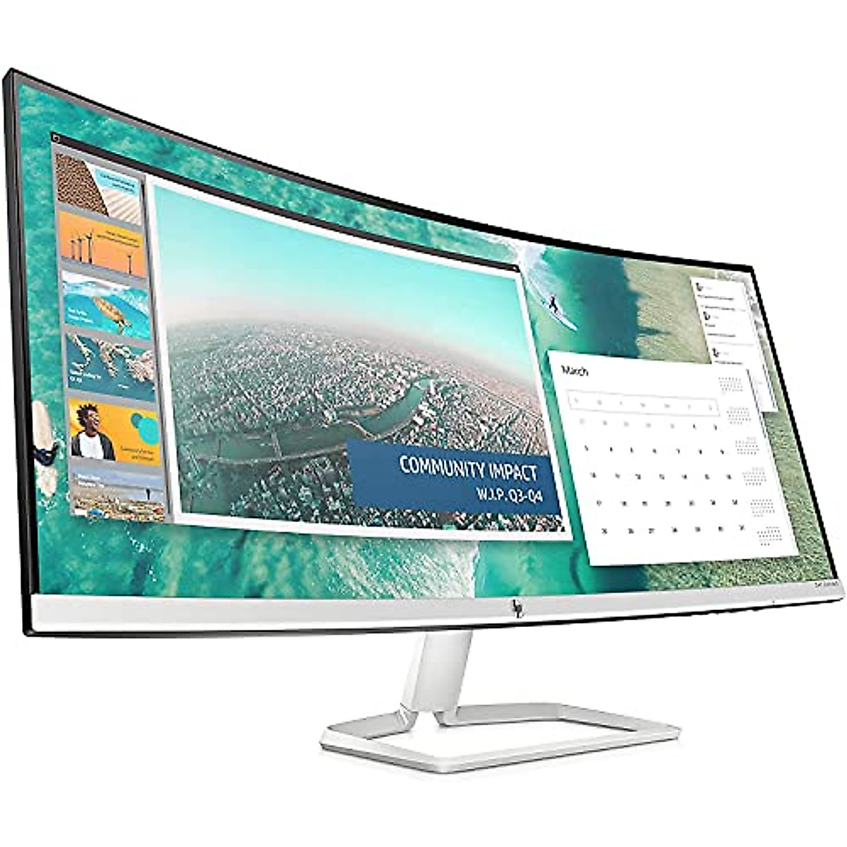 HP 34f 34” Curved Monitor with AMD FreeSync Technology | Ultra-Wide Quad HD Resolution (3440 × 1440p), IPS Display, and 3-Sided Low Bezel, 1-Yr Warranty (6JM50AA)
