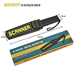 RANSENERS Handheld Metal Detector Wand,Security Wand,Safety Bars, Portable Adjustable Sound & Vibration Alerts, Detects Weapons Knivers Screw (High Sensitivity, Black)