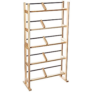Atlantic Element Media Storage Rack - Holds Up to 230 Cds or 150 Dvds, Contemporary Wood & Metal Design with Wide Feet for Greater Stability, PN35535687 In Maple