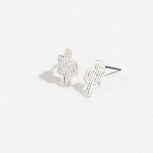 Stud Buds Silver Cactus Nickel Free Earrings from Howard's Inc