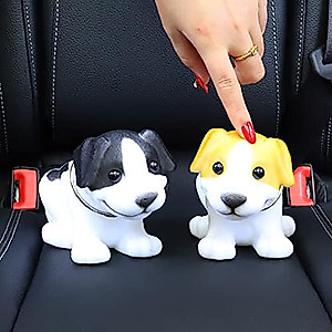 SEADEAR Dog Car Shaking Head Resin Ornament Cute Car Dashboard Bobble Head Dog Decoration Funny Car Interior Shaking Head Puppy Decor,for Desktop Ornament Home Office Decor
