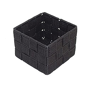 Black Storage Baskets, Woven Storage Bins Containers for Drawer Closet Shelf Dresser, Set of 4.