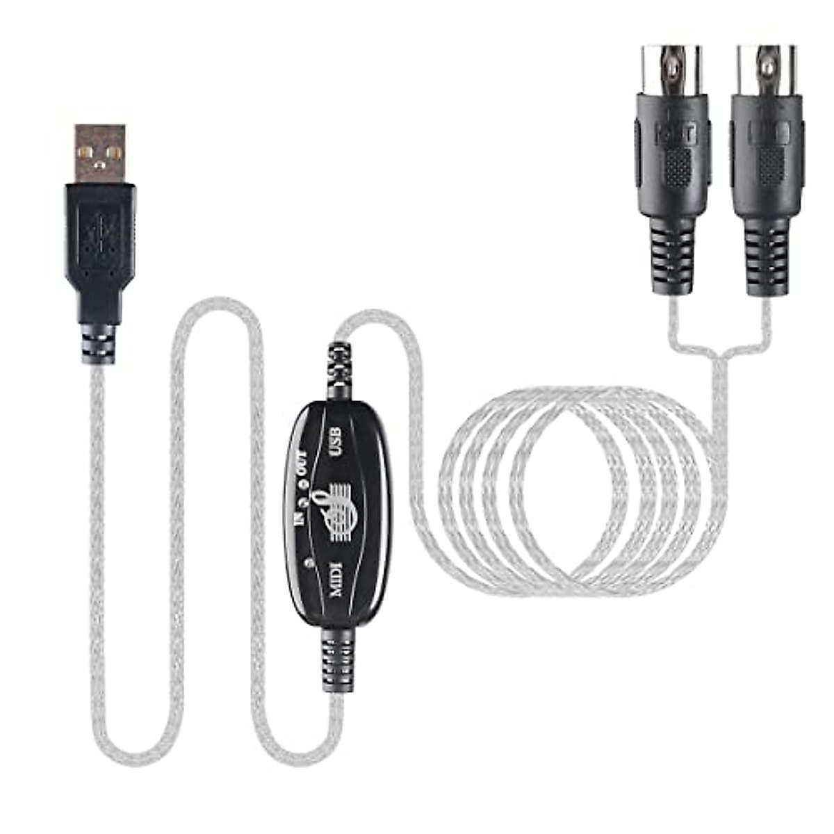 TENINYU USB to MIDI Cable Converter 2 in 1 PC to Synthesizer Music Studio Keyboard Interface Wire Plug Controller Adapter Cord 16 Channels Supports Computer Laptop Windows and Mac
