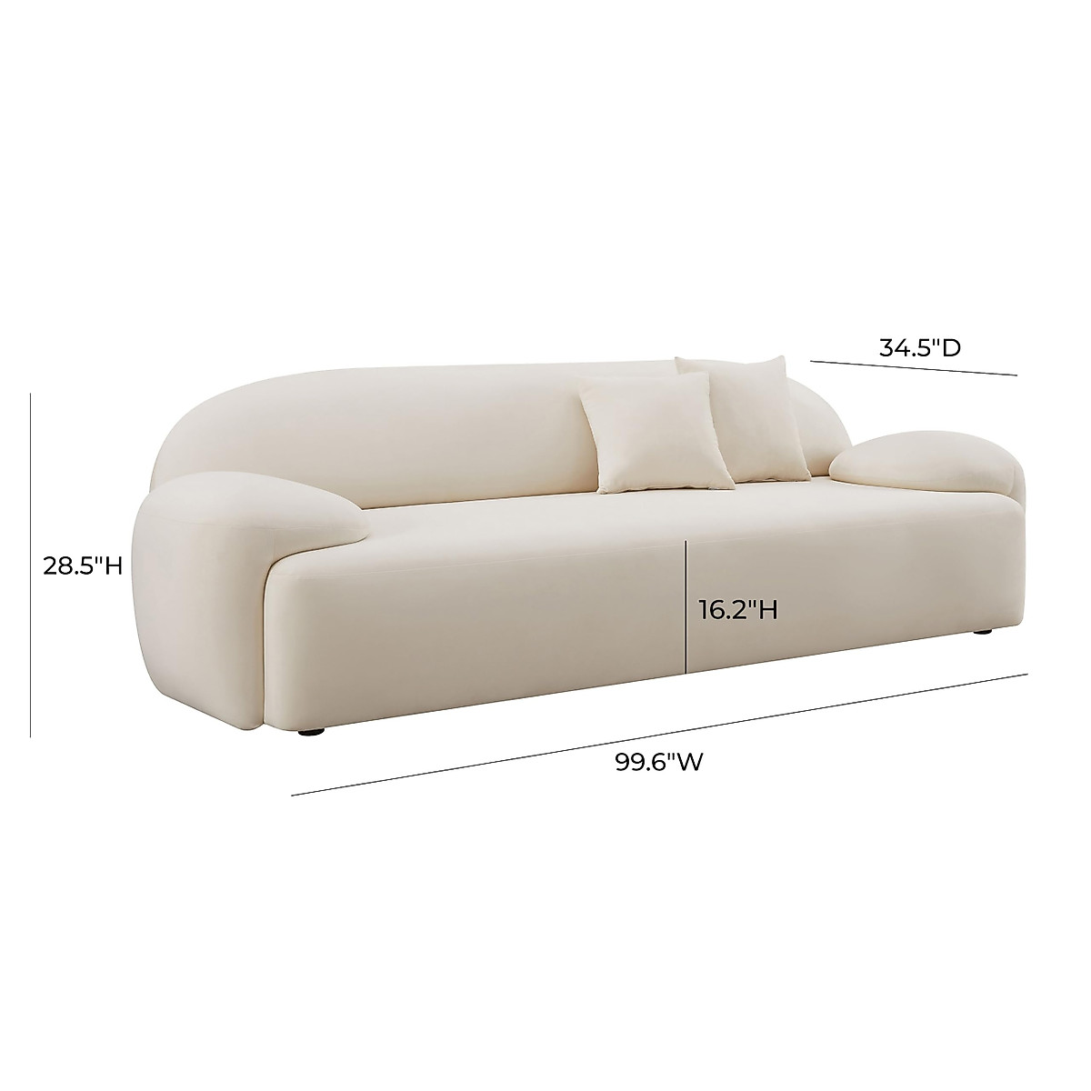 Tov Furniture Allegra Cream Velvet Sofa