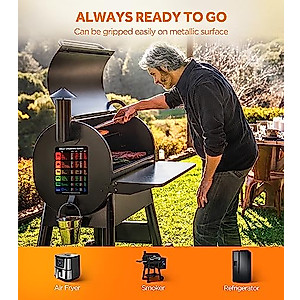 2023 Newest 2-in-1 Magnetic Meat Smoking Guide & Air Frying Guide with Temperature, Time & Wood Flavors, Useful Air Fryer & Smoker Accessories Kitchen Gadgets, Waterproof Magnet Sheet For Quick Reference