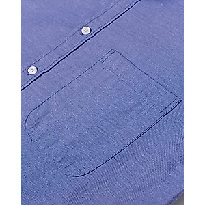 Alimens & Gentle Men's Solid Oxford Shirt Button Down Collar Long Sleeve Shirts with Pocket