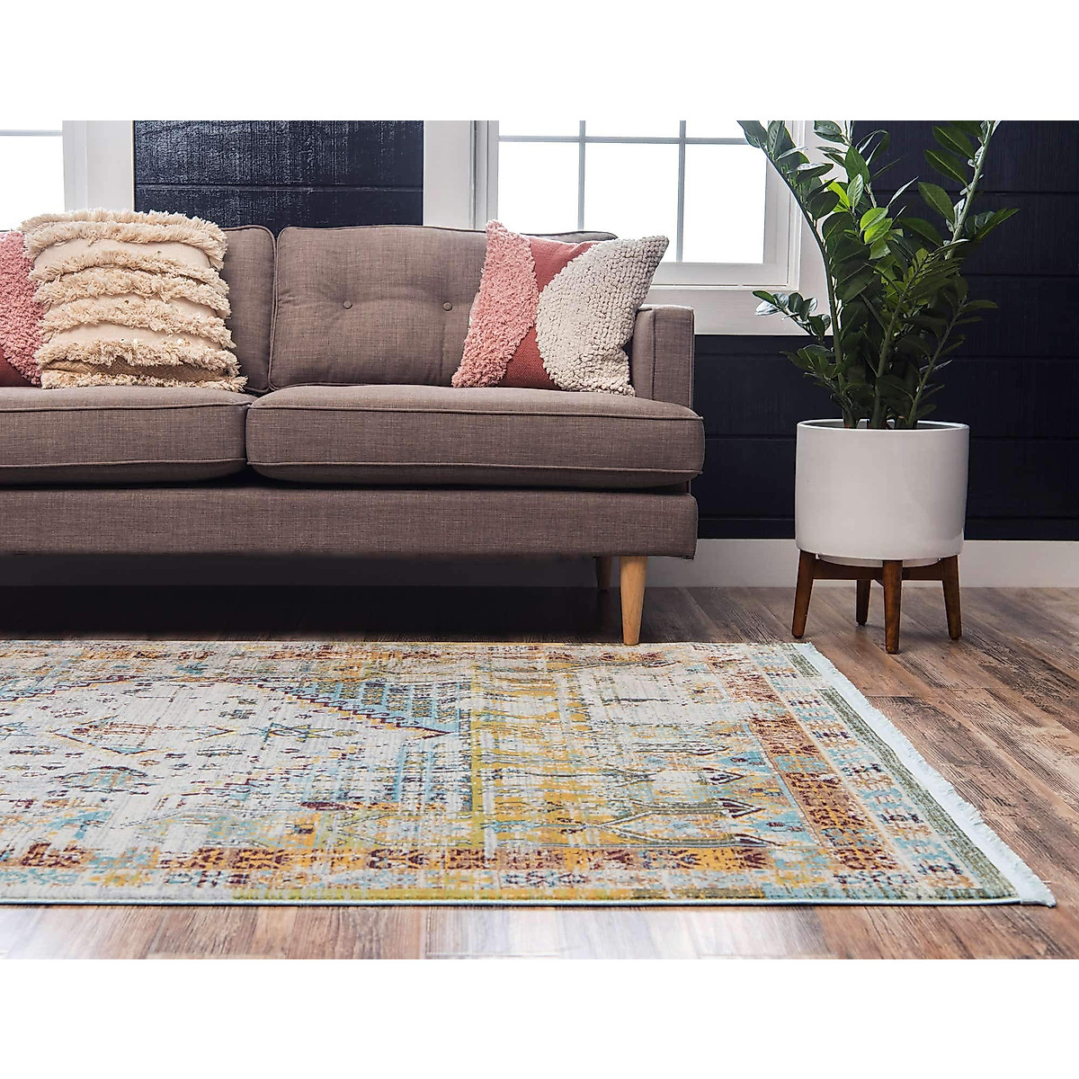 Unique Loom Baracoa Collection Area Rug - Cayo Hueso (5' 5" x 8' Rectangle, Light Blue/ Beige)