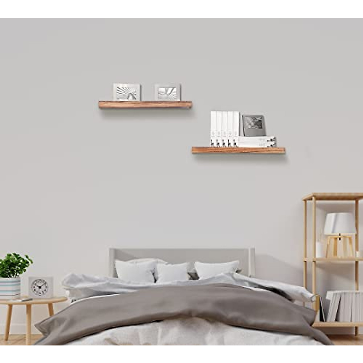 ZBOABRRI Wood Floating Shelves Wall Mounted, Rustic Wall Shelves for Bedroom Living Room Kitchen Bathroom Decor Set of 4 Light Brown