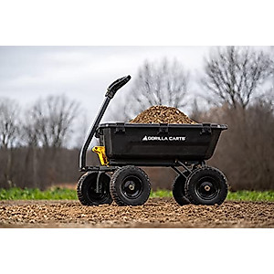 Gorilla Carts 7GCG-NF 7 Cu. Ft. Heavy-Duty Poly Garden Dump Cart with No-Flat Tires, Black (Amazon Exclusive)