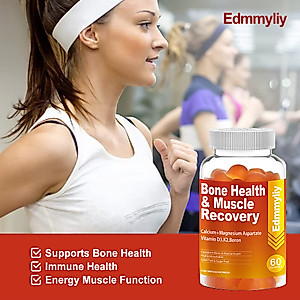 Calcium Magnesium Gummies Supplement for Adults With Vitamin D3 K2 High Absorption Magnesium Glycinate 200mg Calcium Citrate 600mg Supplements for Bone, Muscles, Calm, Mood, Vegan, Gluten-Free,Non-GMO