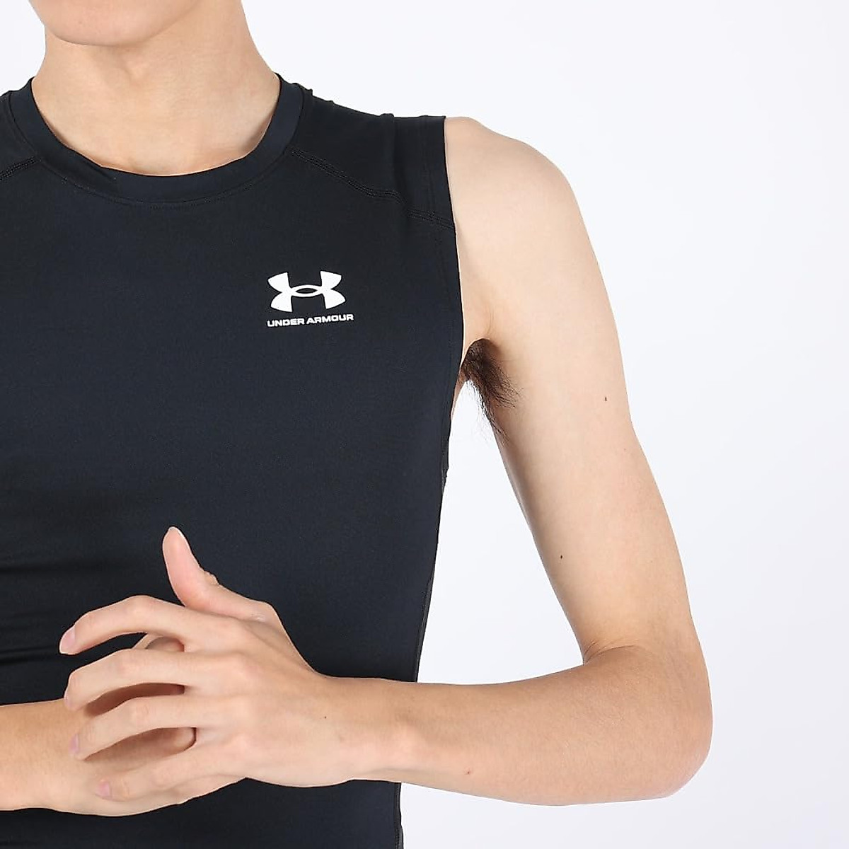 Under Armour Men's Armour HeatGear Compression Sleeveless T-Shirt , Black (001)/White, Medium