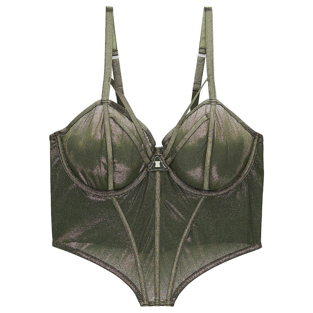 Savage X, Womens, Going Platinum Mesh Bustier, Deep Forest Green, XS