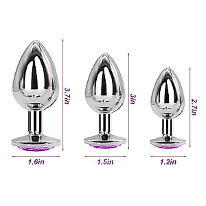 3 Size Solid Stainless Steel Suction Cup Realistic Classic Plug Double Headed (Purple)