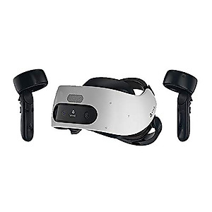 HTC Vive Pro Focus Plus 6DOF VR Headset in Almond White Bundle Including VR Headset, Controllers, face Cushion, QC 3.0 Charger and USB Type-C Cable