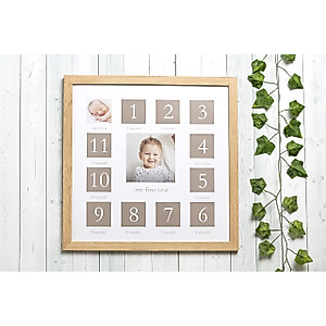 Kate & Milo I Love You to The Moon and Back First Year Frame, Baby Registry, Baby Shower, Wood, Gray