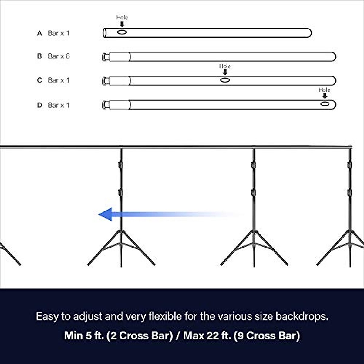 LimoStudio (Heavy Duty) 20 ft. Wide x 10.3 ft. Tall Backdrop Stands, High Stability with 1.45" Thick Pole, Adjustable Width & Length, Background Support System Kit with Super Spring Clamps, AGG2280