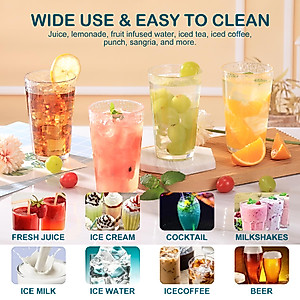 CiWiVOKi Plastic Drinking Glasses (Set of 16), 17oz Plastic Tumblers, Acrylic Glasses Drinkware, Reusable Plastic Cups for kitchen, Stackable, BPA-Free, Dishwasher-Safe, Clear