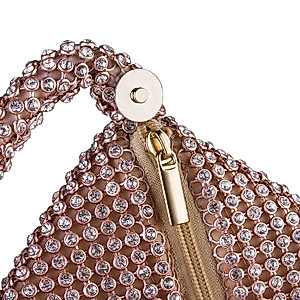 CROWN GUIDE Women's Vintage Evening Bags Clutches Bling Beaded Wedding Party Gowns Formal Prom Purses Handbags With Wristlet Gold