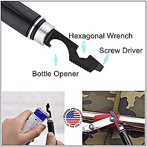 The Most Loaded 6-in-1 Tactical Pen: Solves Other Brands' Weaknesses,Self Defense Tip + Flashlight + Ballpoint + Bottle Opener + Screw Driver + Hexagonal Wrench, 5 Ink Refills + 6 Batteries + Gift Box