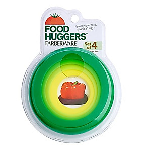 Farberware Food Huggers Reusable Silicone Food Savers, Set of 4, Fresh Greens