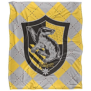 Harry Potter Hufflepuff Plaid Sigil Officially Licensed Silky Touch Super Soft Throw Blanket 50" x 60"