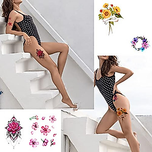 Roarhowl Extra Large Temporary Tattoo for Women Girls Sexy tattoo Flower Waterproof Fake Tattoos fake Tattoo