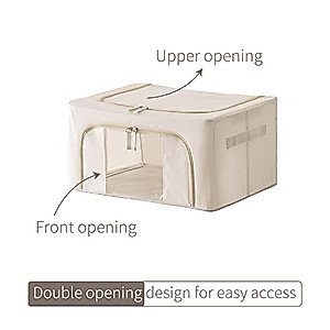 Clothes Storage Bins with Zipper and Metal Frame,2 Pack 24L, Foldable Closet Organizers and Storage Bags,Closet Sweaters Organizer,Quilt Storage Bin Under Bed,Kids&Baby&Adult Clothing Storage Containers