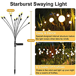 Solar Garden Lights - Wind Dance Solar Lights,10LED-4pack Solar Firefly Lights Solar Swaying Lights, Sway by Wind, Solar Lights Outdoor Waterproof, Decorative Lights Yard Patio Pathway Decoration
