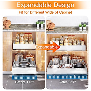 Expandable Pull-Out Cabinet Organizer with Adhesive Nano Film - For Kitchen, Pantry, Bathroom Storage