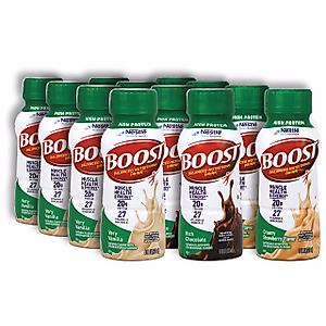 Niro Assortment | Boost High Protein Shake Variety | High Protein | Boost Rich Chocolate, Boost Creamy Strawberry, and Boost Very Vanilla Flavors | 12 Pack | Included one Niro beverage sleeve