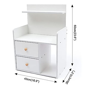 MIMODA Nightstand 2 Drawers with Open Storage End Side Table Open Shelf Bed Table for Bedroom, Living Room, Office, White