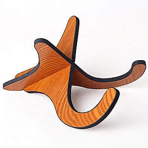 TIHOOD Wooden Ukelele Stand Holder Musical Instrument Stand Concert Portable Wood Stand for Small Guitar, Violin, Banjo (Brown)