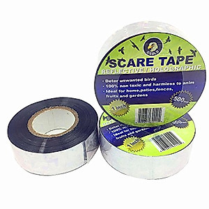 Ugold Silver Bird Scaring Reflective Tape, Holographic Ribbon, Ideal for Garden, Patio, Field and Fence - 1'' x 500 Ft (Silver)