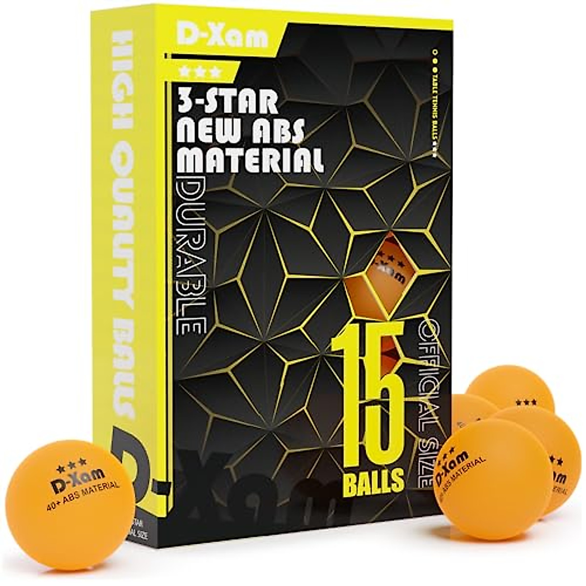 15 Pack | 3 Star Ping Pong Balls Orange (Size 40+) Table Tennis Ball Set | High-Performance Durable ABS Training Balls for Indoor/Outdoor Racket Games, Competitions