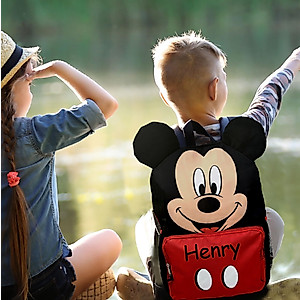 Disney Personalized Backpack - Mickey Mouse Backpack for Kids - Officially Licensed - Mickey Mouse Ears and Face (Personalized Mickey Mouse)