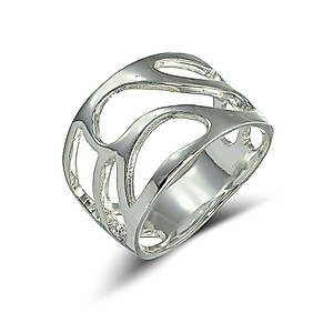 Hoops & Loops Sterling Silver Filigree Freeform Band Ring, Size 7